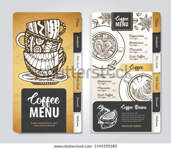 Restaurant Coffee Menu Design Decorative Sketch Stock Vector (Royalty ...