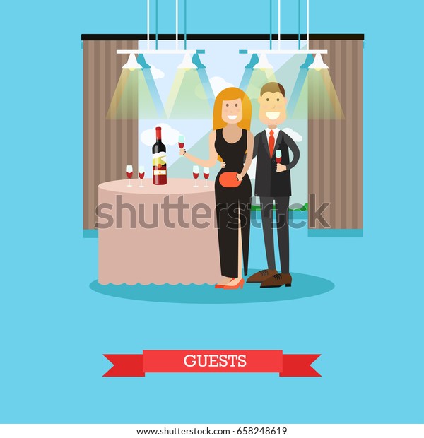 Restaurant Guests Vector Illustration Visitors Man Stock Vector ...