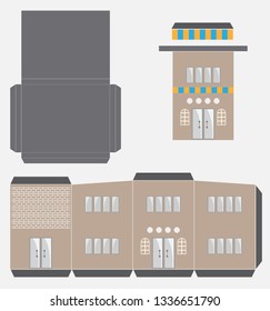 Restaurant House Paper Model Cut Glue: vector de stock (libre de ...