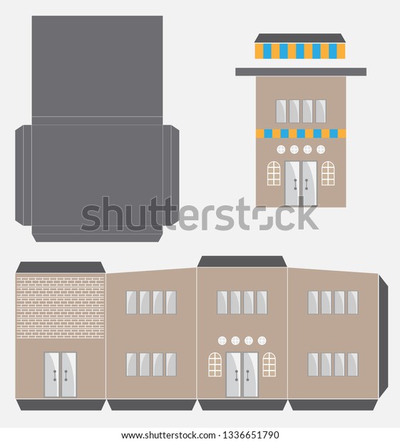 Restaurant House Paper Model Cut Glue: vector de stock (libre de ...