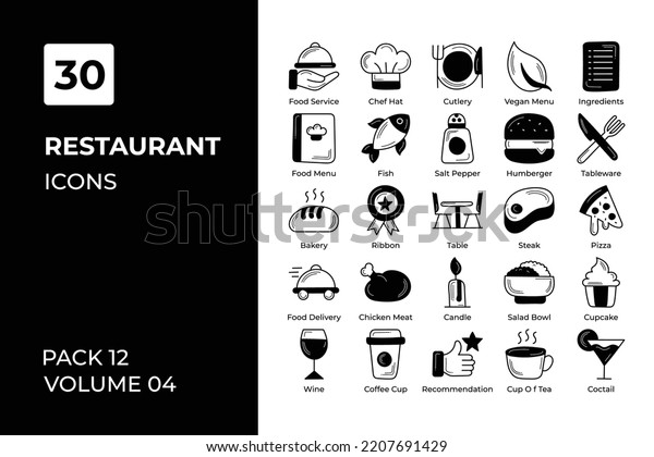 Restaurant Icons Collection Set Vector Line Stock Vector (Royalty Free ...