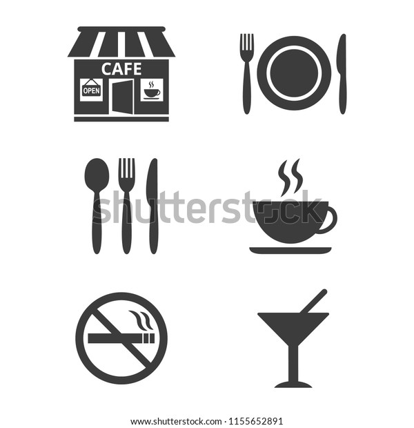 Restaurant Icons Set On White Background Stock Vector (Royalty Free ...