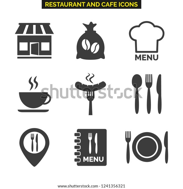 Restaurant Icons Set On White Background Stock Vector (Royalty Free ...
