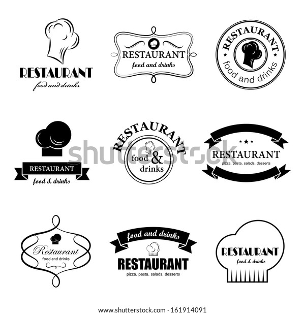 Restaurant Labels Set Isolated On White 库存矢量图（免版税）161914091