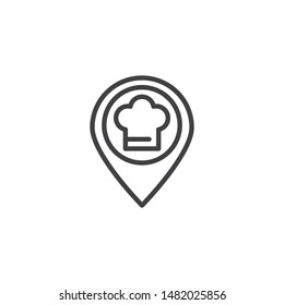 Restaurant Map Marker Line Icon Linear Stock Vector (Royalty Free ...