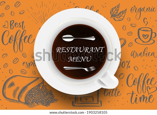 Restaurant Menu Cafe Design Orange Color Stock Vector (Royalty Free ...