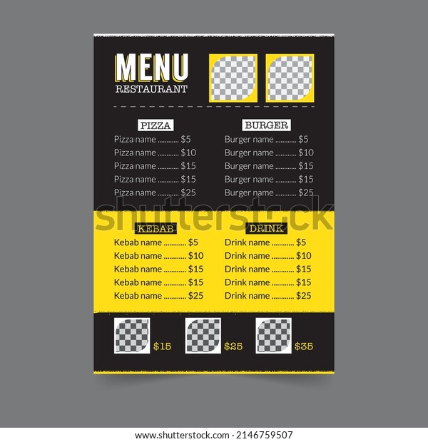 Restaurant Menu Card Design Fast Food: เวกเตอร์สต็อก (ปลอดค่าลิขสิทธิ์ ...