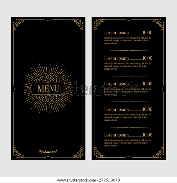 Restaurant Menu Design Black Gold: стоковая векторная графика (без ...