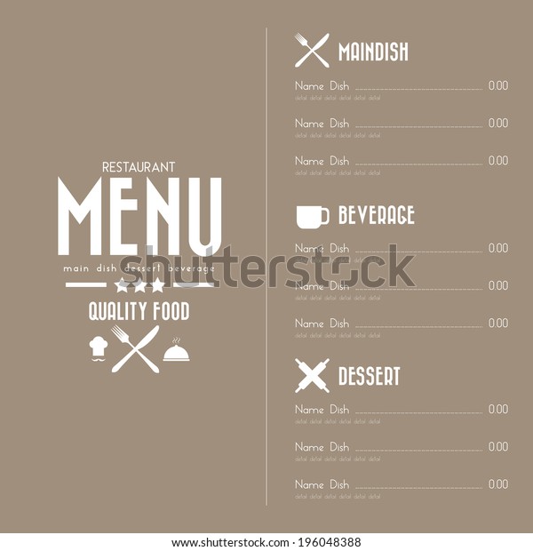 Restaurant Menu Design Brown Background Stock Vector (Royalty Free ...
