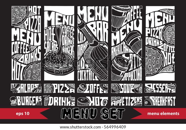 Restaurant Menu Design Elements Menu Set: เวกเตอร์สต็อก (ปลอดค่า ...