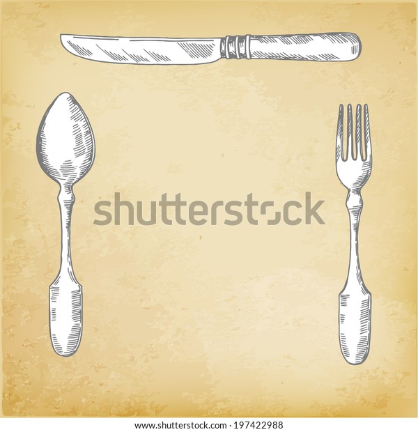 Restaurant Menu Design Knife Spoon Fork Stock Vector (Royalty Free ...