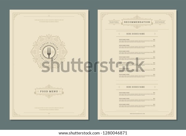 Restaurant Menu Design Label Vector Brochure: เวกเตอร์สต็อก (ปลอดค่า ...