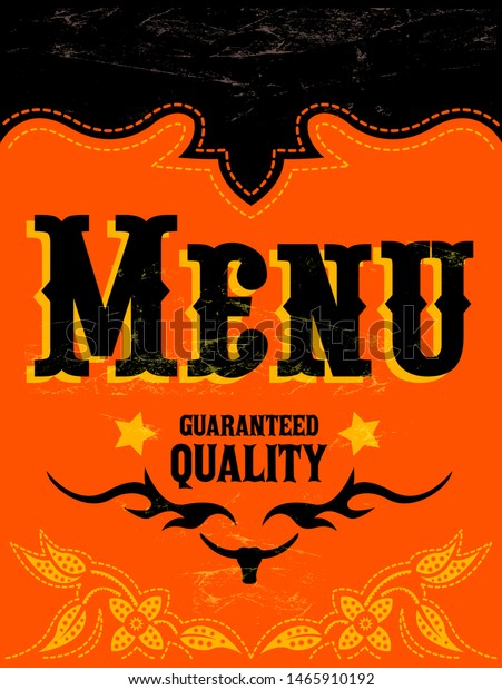 Restaurant Menu Design Western Wild West Stock Vector (Royalty Free ...