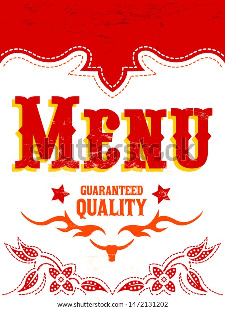 Restaurant Menu Design Western Wild West Stock Vector (Royalty Free ...