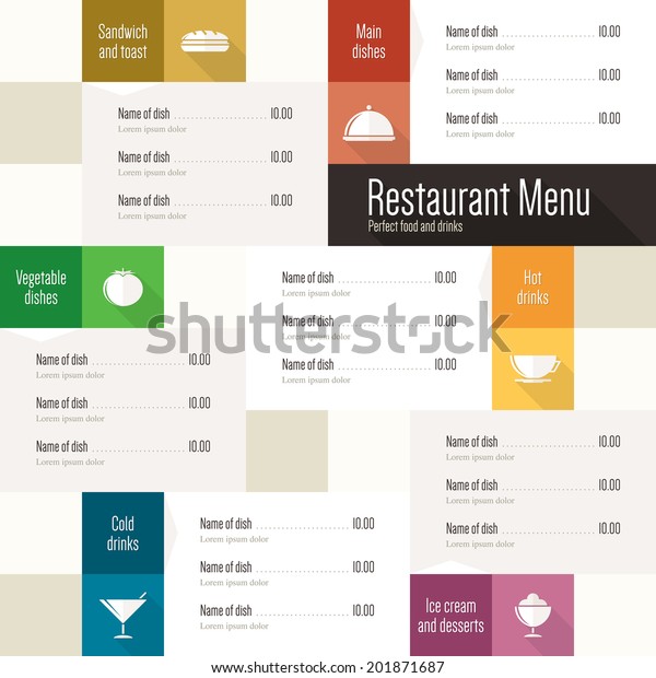 Restaurant Menu Flat Design: เวกเตอร์สต็อก (ปลอดค่าลิขสิทธิ์) 201871687 ...