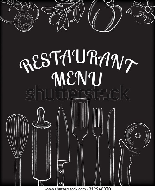 Restaurant Menu Front Page White Chalk Stock Vector (Royalty Free ...