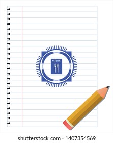 Restaurant Menu Icon Pen Draw Blue Stock Vector (Royalty Free ...