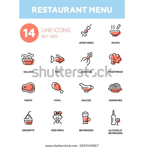 Restaurant Menu Line Design Icons Set Stock Vector (Royalty Free ...