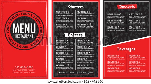 Restaurant Menu Red Black Modern Design Stock Vector (Royalty Free ...
