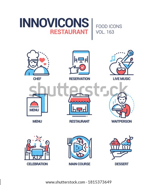 Restaurant Modern Line Design Style Icons Stock Vector (Royalty Free ...