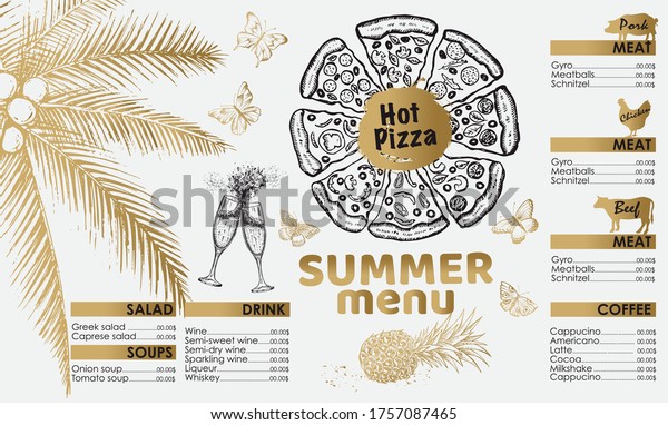 Restaurant Summer Menu Design Hand Drawn Stock Vector (Royalty Free ...