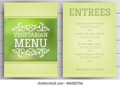 Restaurant Vegetarian Menu Cards Design Template: เวกเตอร์สต็อก (ปลอด ...