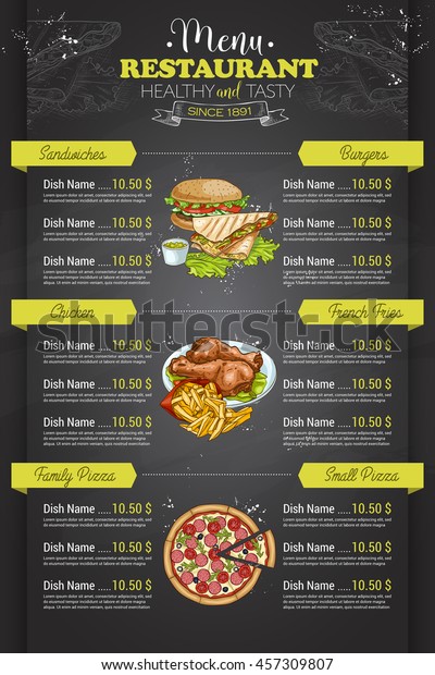 Restaurant Vertical Color Menu Stock Vector (Royalty Free) 457309807
