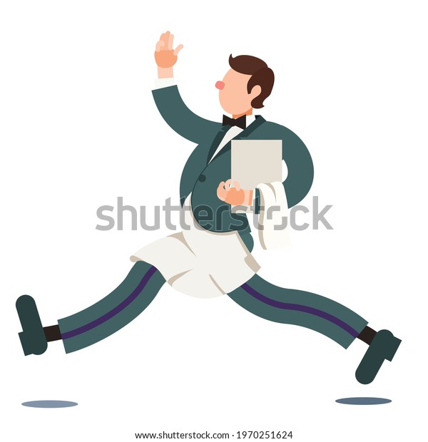 Restaurant Waiter Running Across Restaurant Stock Vector (Royalty Free ...