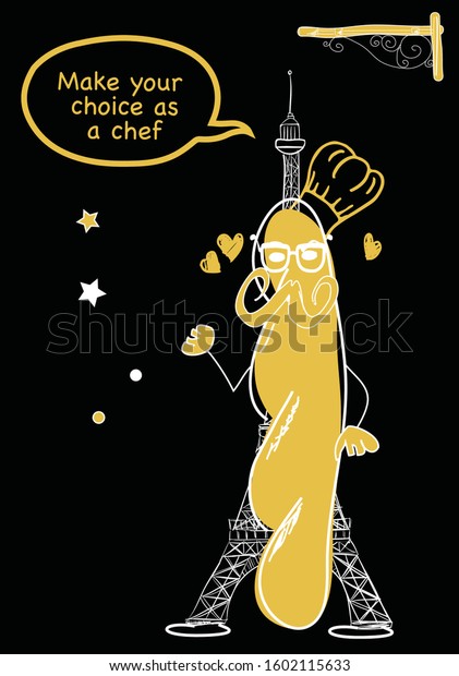 Restaurant Wall Sticker Design Black Background Stock Vector (Royalty ...