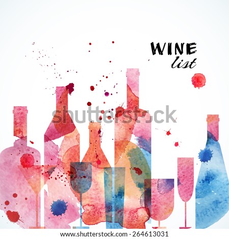 Restaurant Wine Bar Menu Template Watercolor Stock Vector (Royalty Free ...