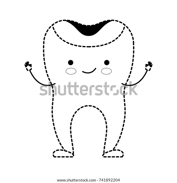 Restored Tooth Cartoon Black Dotted Silhouette Stock Vector (Royalty ...