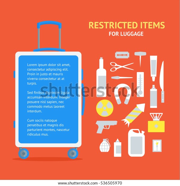 Restricted Items Set Suitcase Banner Card Stock Vector (Royalty Free ...