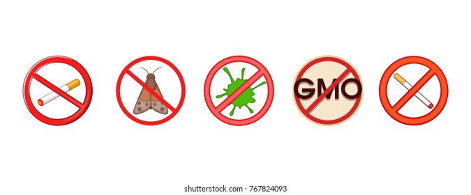 Restricted Sign Icon Set Cartoon Set Stock Vector (Royalty Free ...