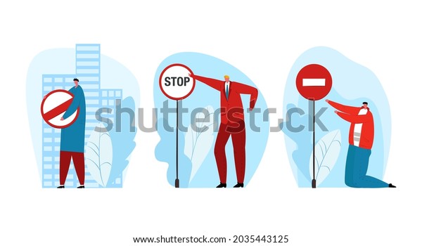 Restriction Stop Sign Vector Illustration Man Stock Vector (Royalty ...