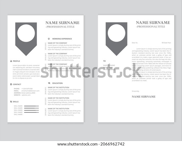 Resume Cover Page Template Stock Vector (Royalty Free) 2066962742 ...