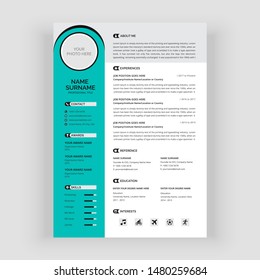 Resume Cv Template Design Blue Color Stock Vector (Royalty Free ...
