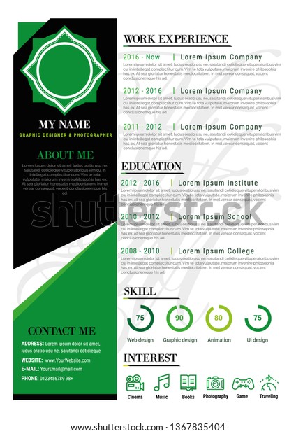 Resume Cv Template Green Stock Vector (Royalty Free) 1367835404