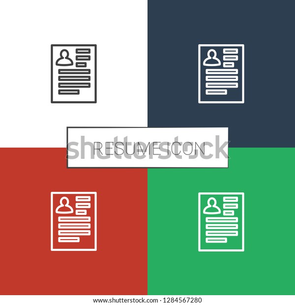 Resume Icon White Background Editable Outline Stock Vector (Royalty ...