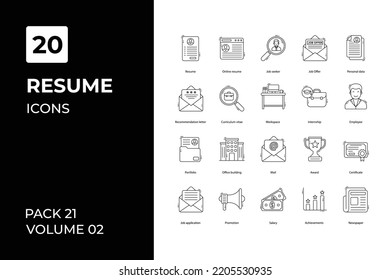 Resume Icons Collection Set Vector Line Stock Vector (Royalty Free ...