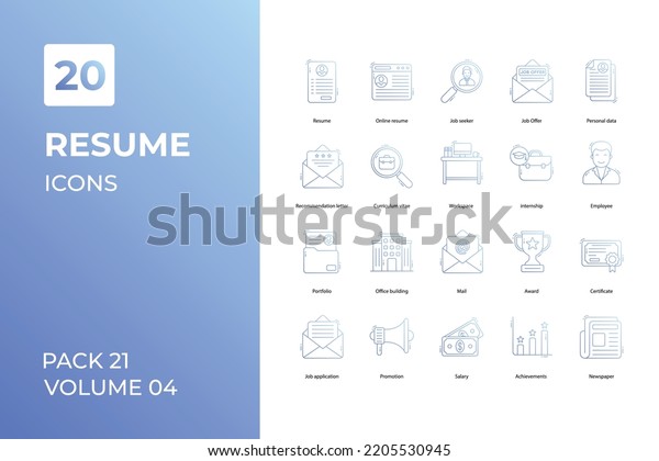 Resume Icons Collection Set Vector Line Stock Vector (Royalty Free ...