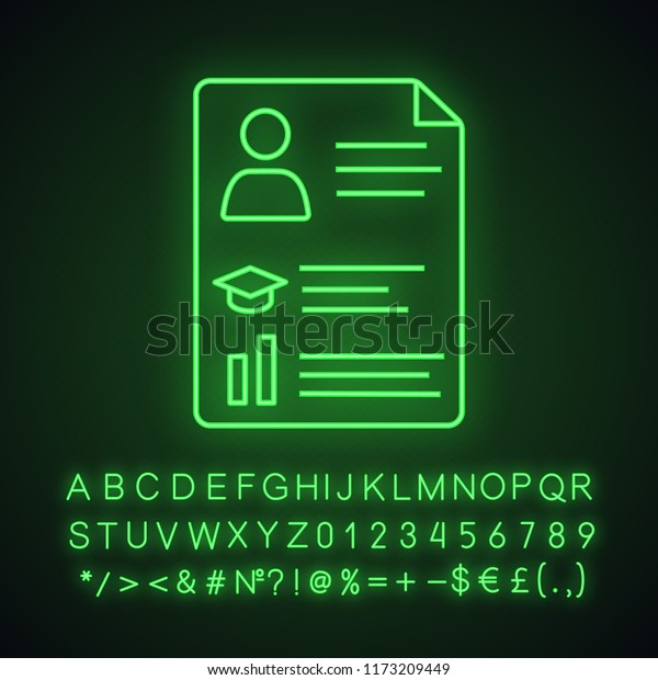 Resume Neon Light Icon Cv Curriculum Stock Vector (Royalty Free ...
