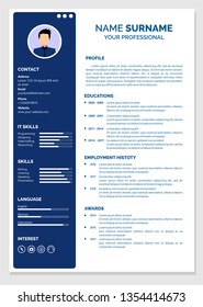 Simpe Resume Template Cv Design Vector Stock Vector (Royalty Free ...