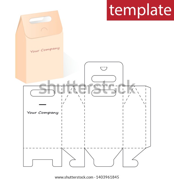 Retail Bag Box Die Cut Template: стоковая векторная графика (без ...