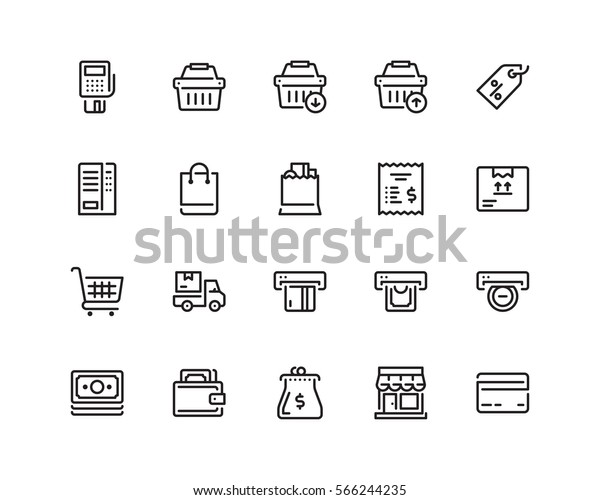 Retail Icon Set Outline Style Stock Vector (Royalty Free) 566244235 ...