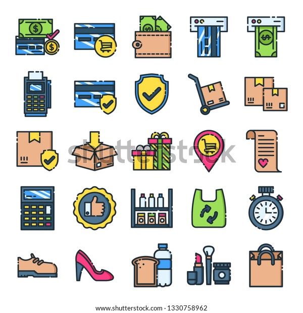Retail Icons Pack Isolated Retail Symbols Stock Vector (Royalty Free ...