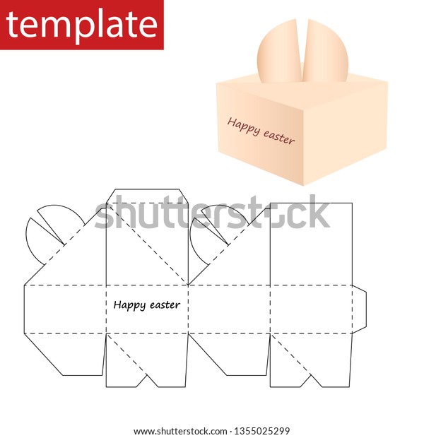 Retail paper box with die cut template.
