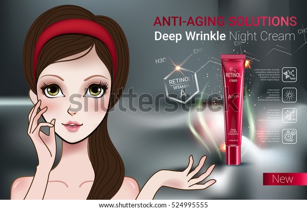 Retinol Antiaging Cream Ads Vector Illustration Stock Vector (Royalty ...