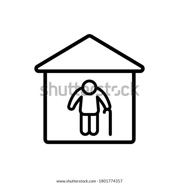 Retirement Home Old Man Sign Icon Stock Vector (Royalty Free ...