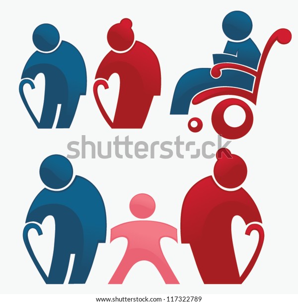 Retirement Vector Collection Old People Symbols Stock Vector (Royalty ...