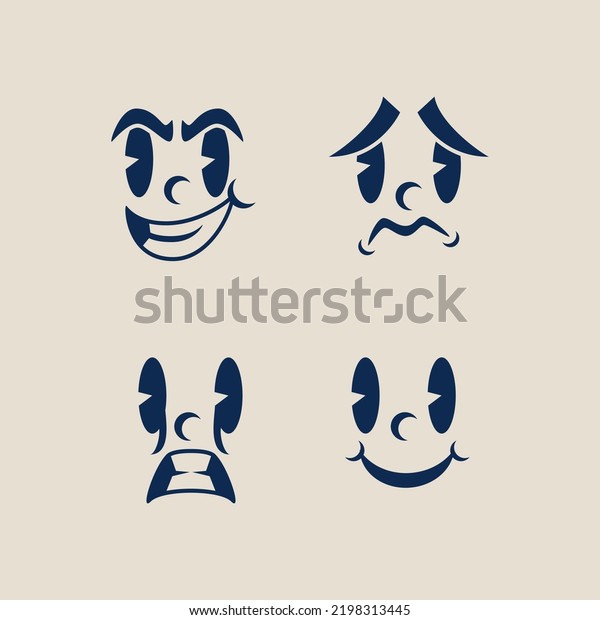 Retro 30s 60s Smiley Face Emotions Stock Vector (Royalty Free ...